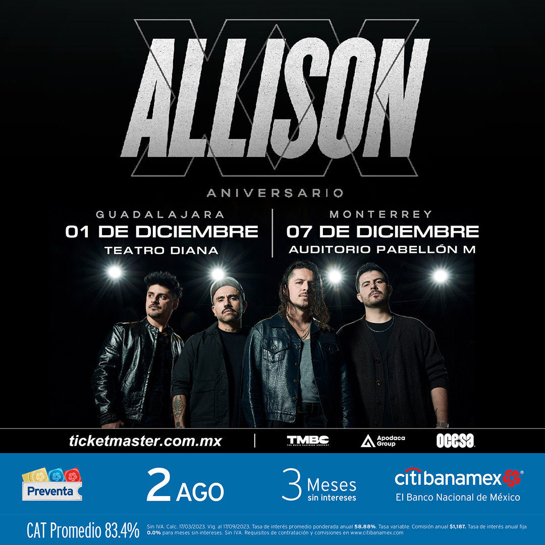 Allison confirma presentaciones en Guadalajara y Monterrey - Mundo Indie Mx